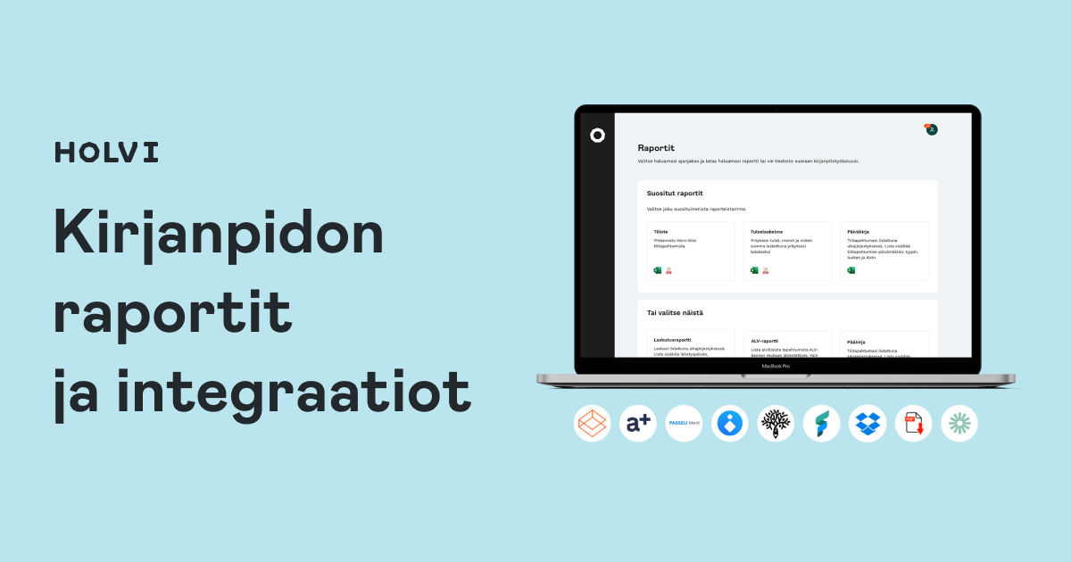 Pankkiyhteydet, integraatiot ja raportit Holvissa | Holvi